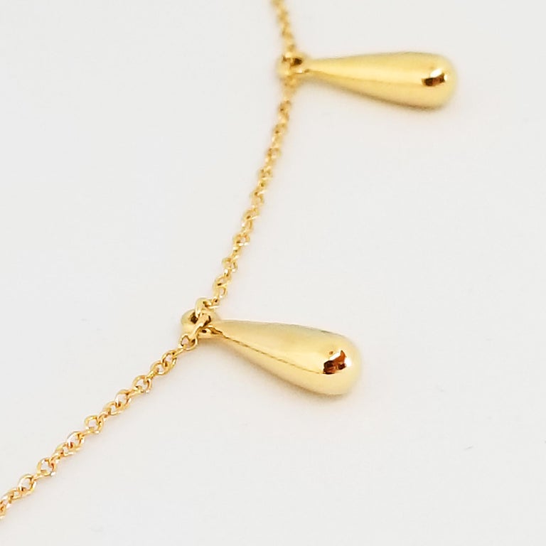 14 Karat Yellow Gold Adjustable Dangle Tear Drop Chain Necklace For ...