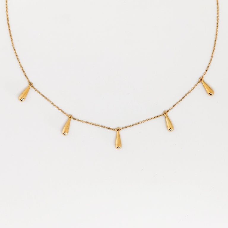 14 Karat Yellow Gold Adjustable Dangle Tear Drop Chain Necklace For ...