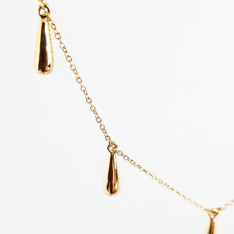14 Karat Yellow Gold Adjustable Dangle Tear Drop Chain Necklace For ...
