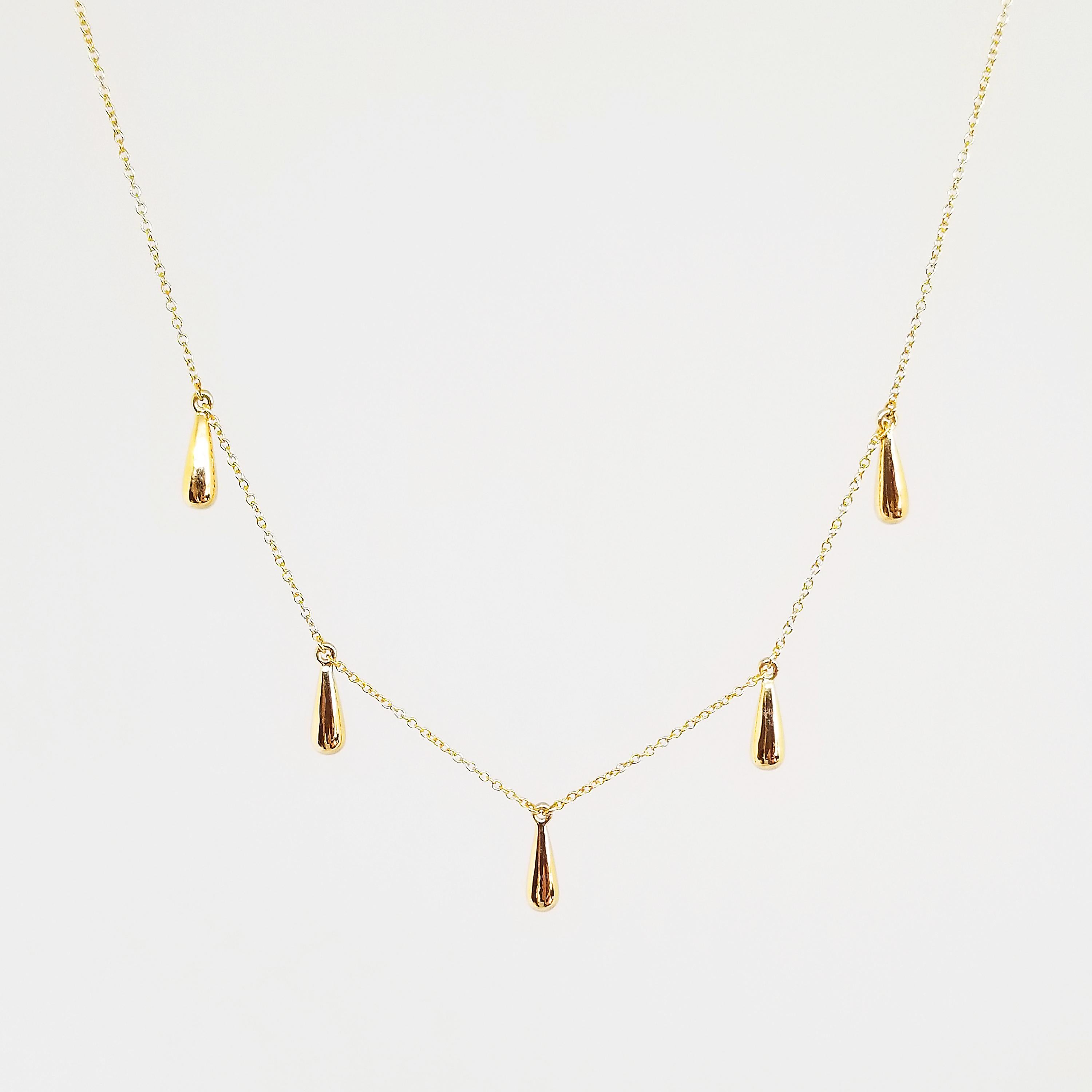 14 Karat Yellow Gold Adjustable Dangle Tear Drop Chain Necklace at ...