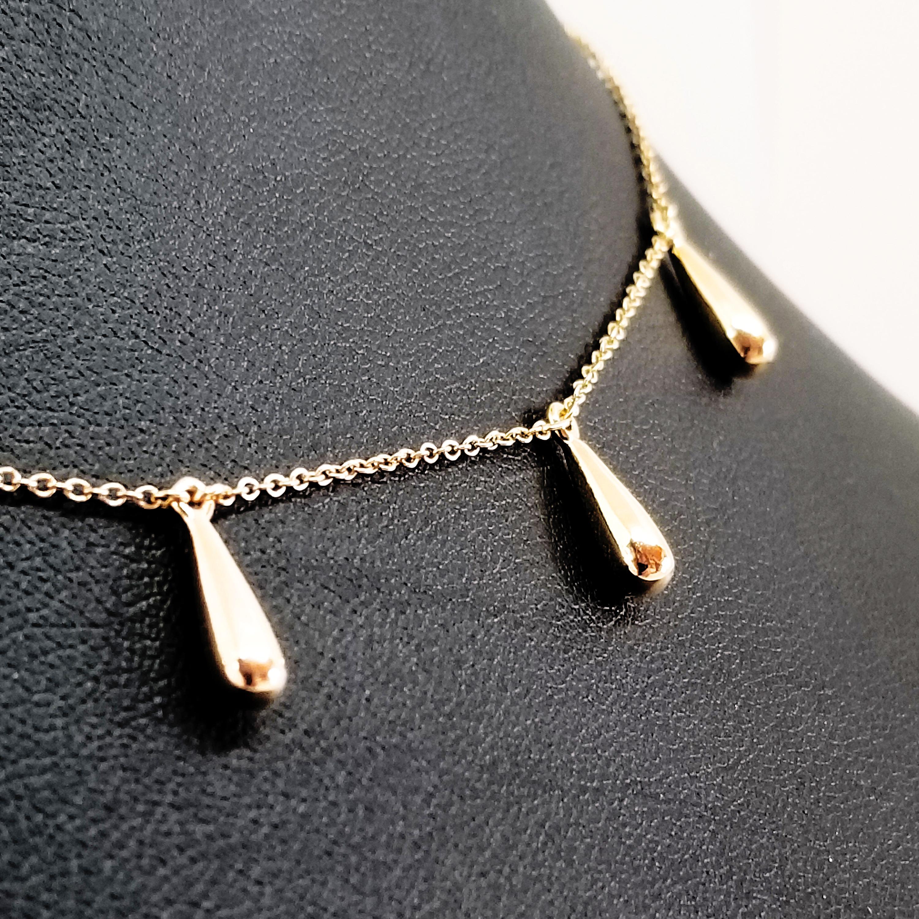 14 Karat Yellow Gold Adjustable Dangle Tear Drop Chain Necklace at ...