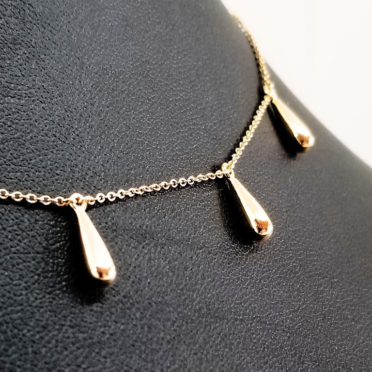 14 Karat Yellow Gold Adjustable Dangle Tear Drop Chain Necklace For ...