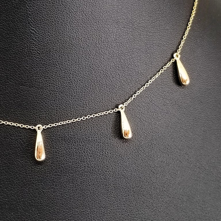 14 Karat Yellow Gold Adjustable Dangle Tear Drop Chain Necklace For ...