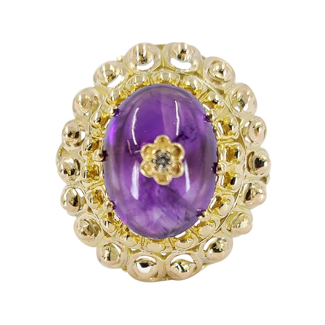 Large Oval Amethyst Yellow Gold Cocktail Ring at 1stDibs | purple ...