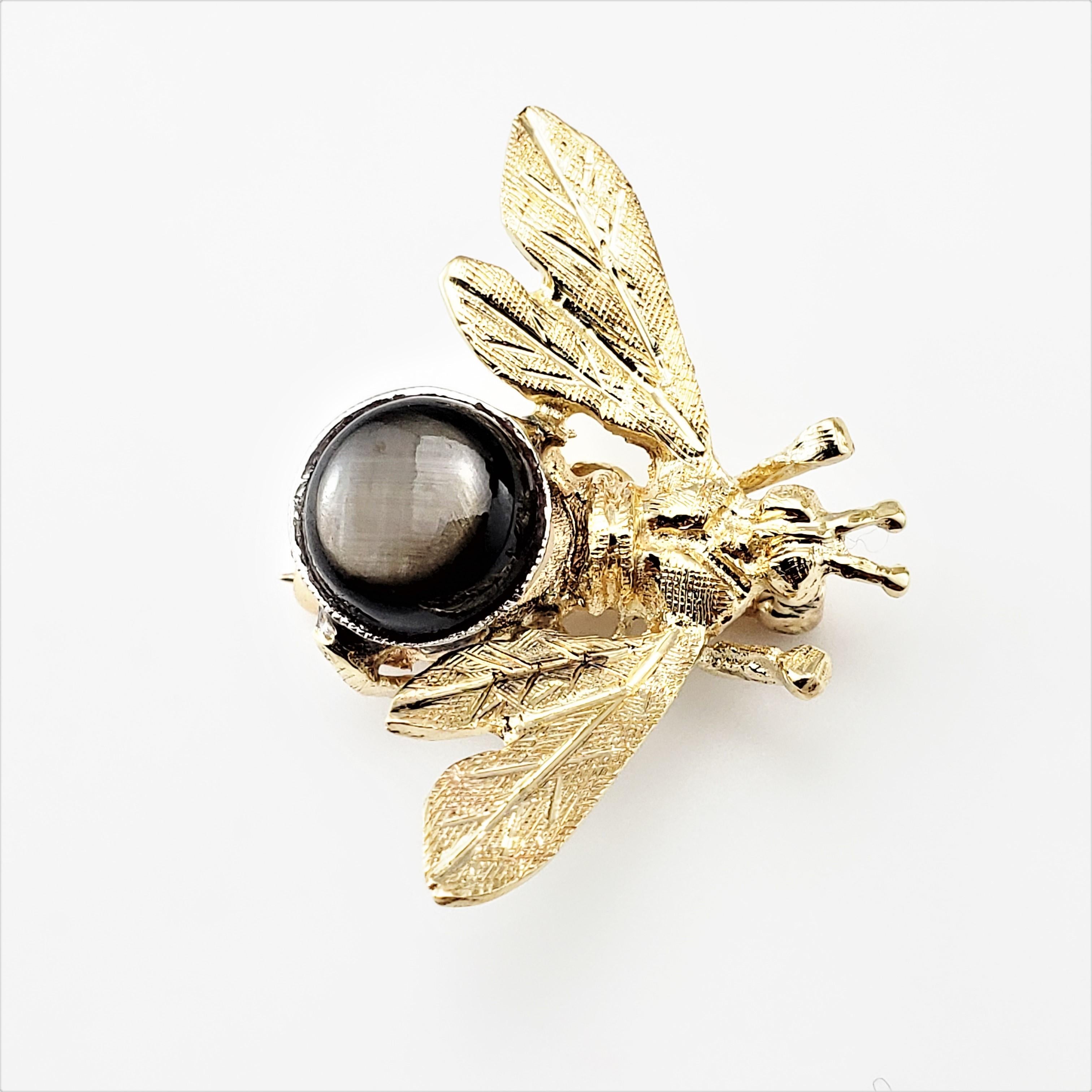 14 Karat Yellow Gold and Black Star Sapphire Bee Brooch/Pin For Sale at ...