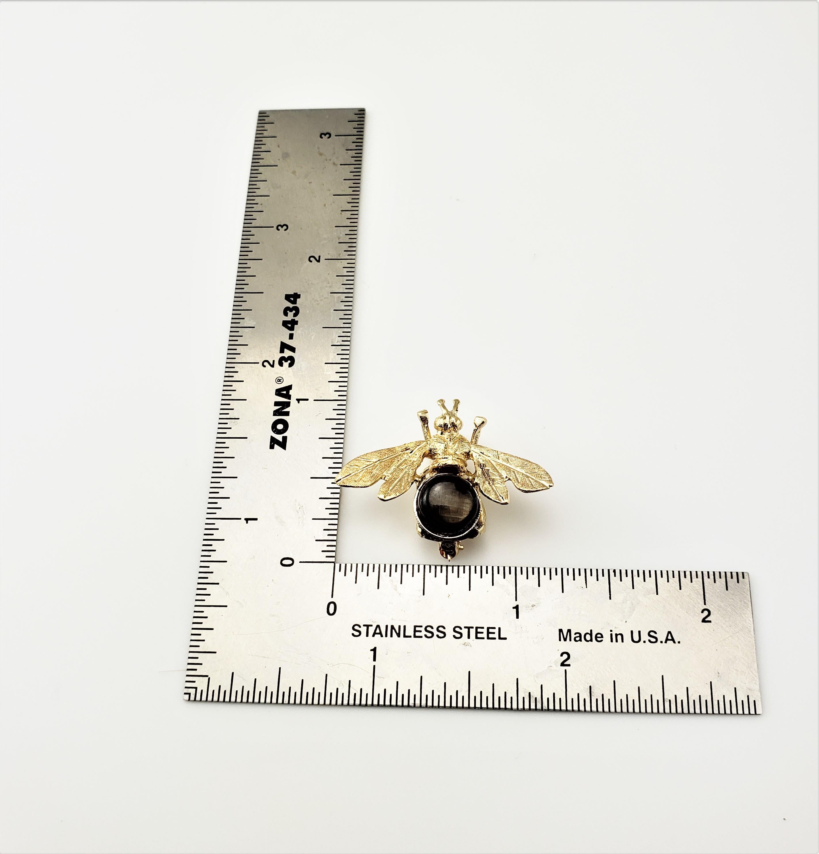 14 Karat Yellow Gold and Black Star Sapphire Bee Brooch/Pin For Sale at ...