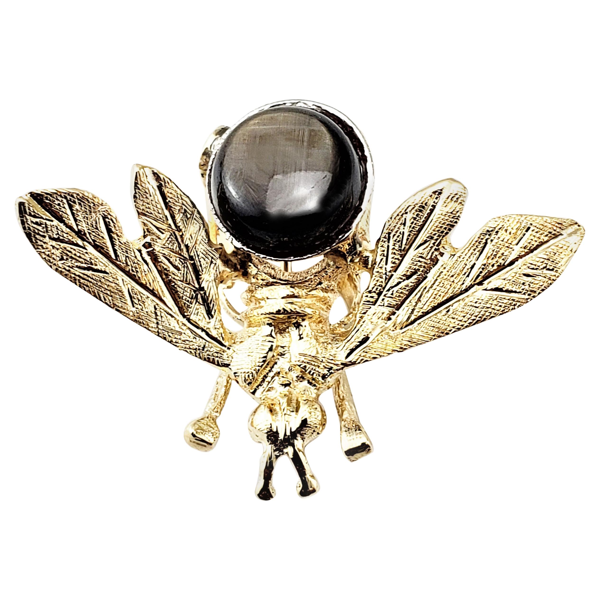 14 Karat Yellow Gold and Black Star Sapphire Bee Brooch/Pin For Sale at ...