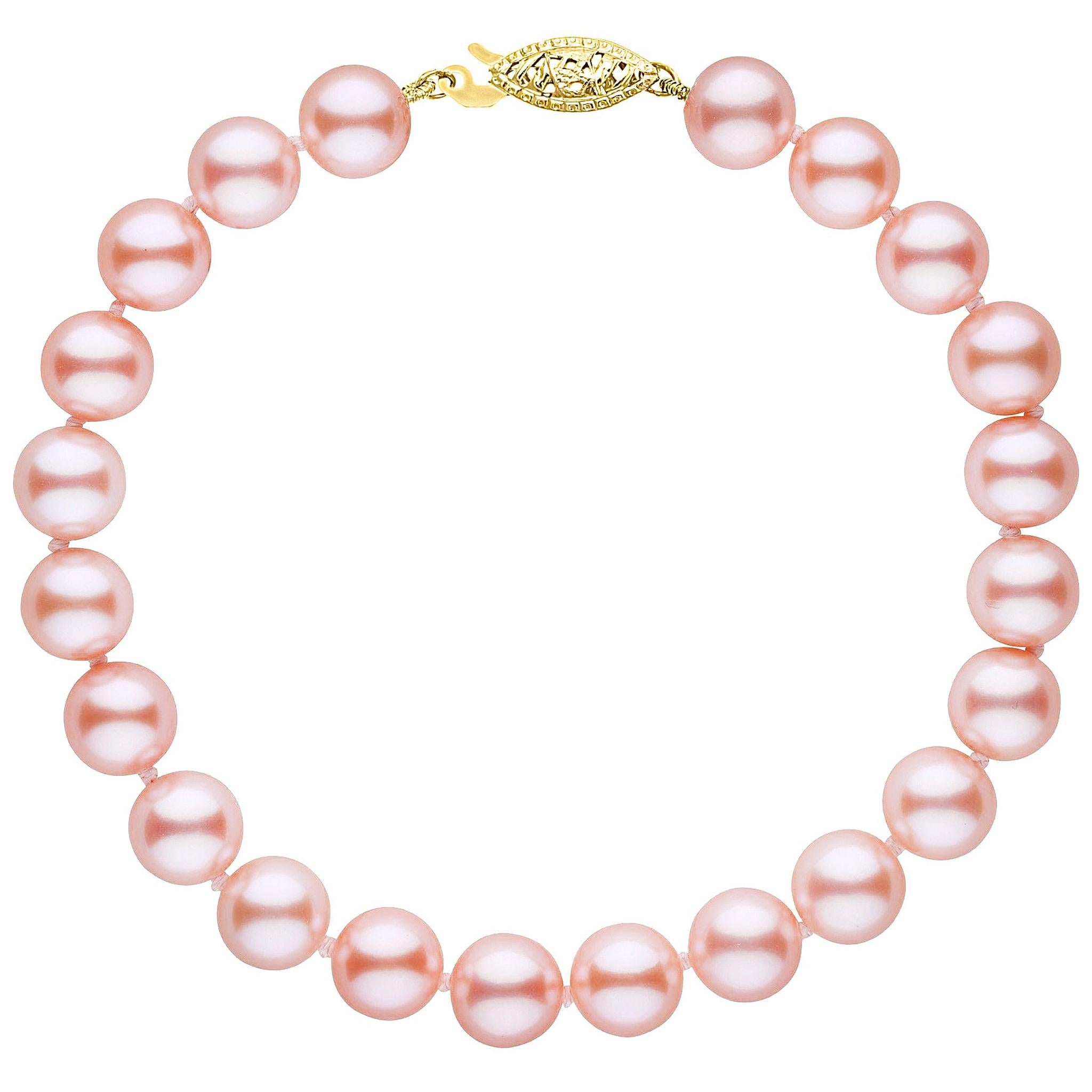 14 Karat White Gold and Cultured Freshwater Natural Pink Color Pearl ...
