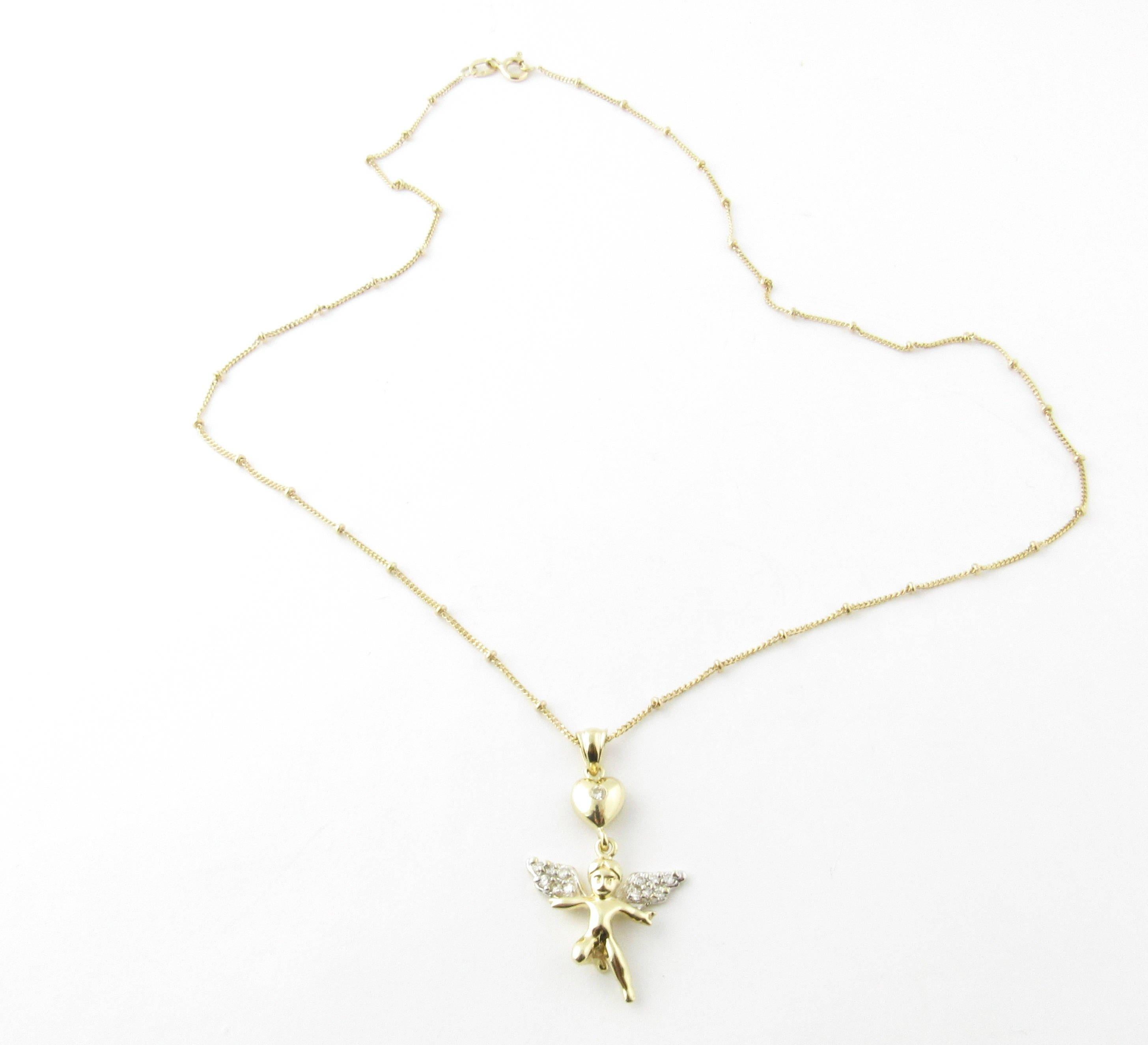 14 Karat Yellow Gold and Diamond Angel Necklace at 1stDibs | gold angel ...