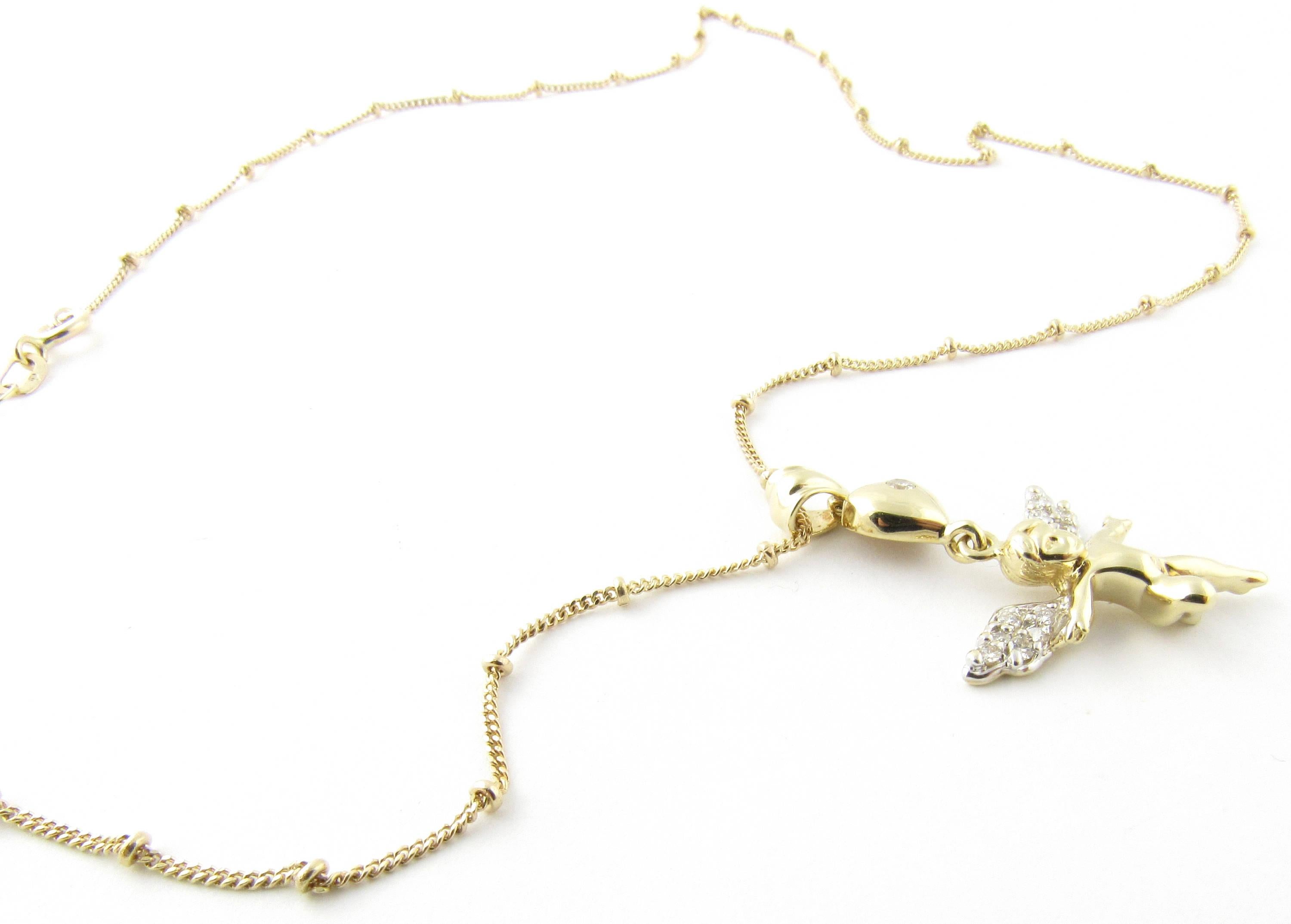 14 Karat Yellow Gold and Diamond Angel Necklace at 1stDibs | gold angel ...
