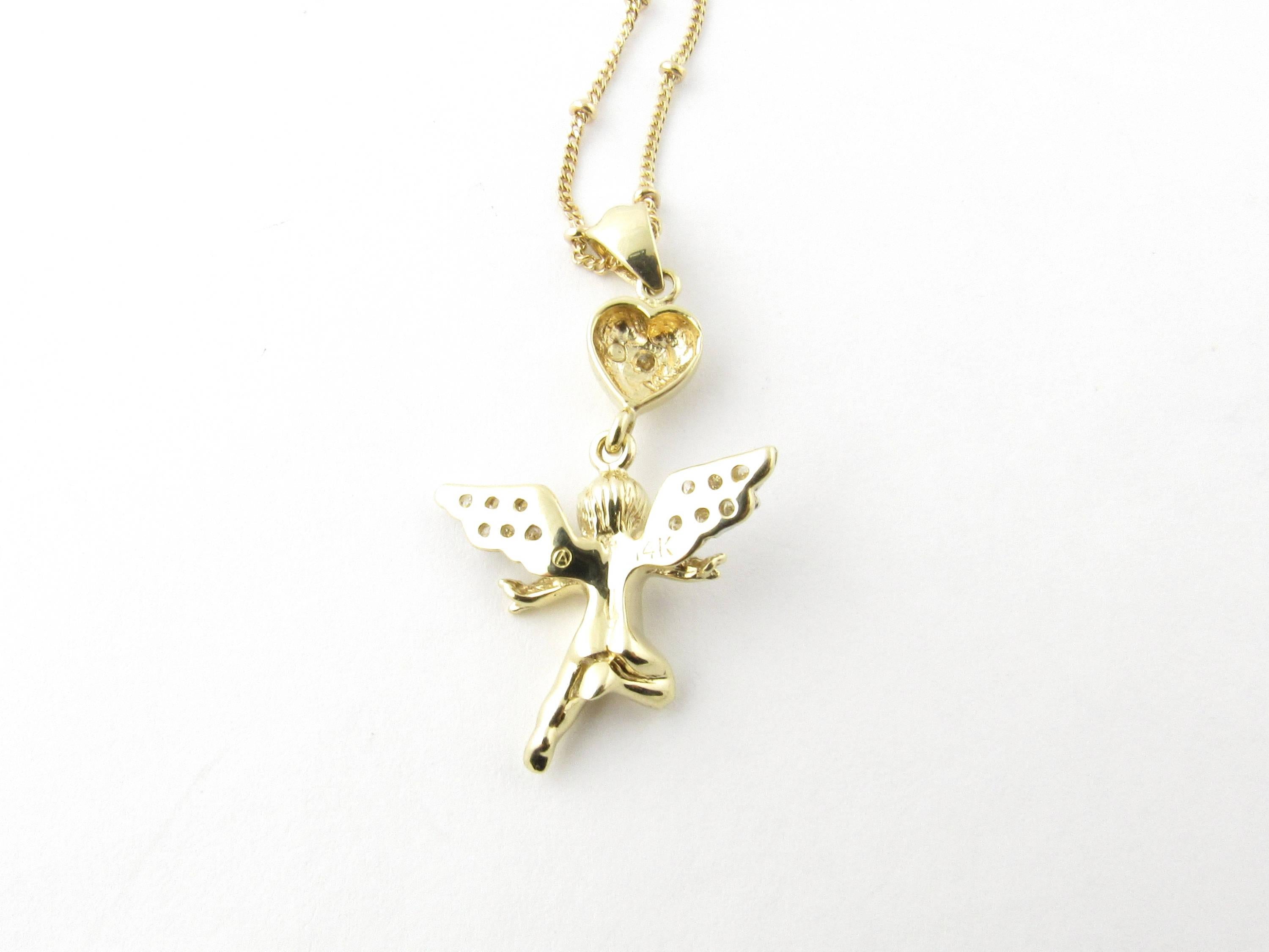 14 Karat Yellow Gold and Diamond Angel Necklace at 1stDibs | gold angel ...