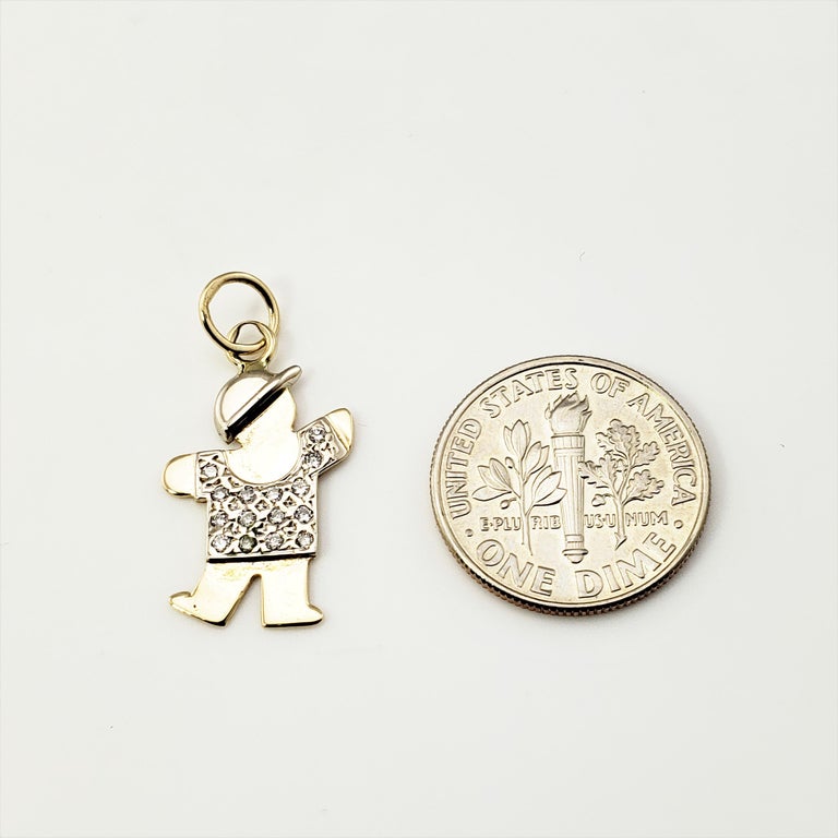14 Karat Yellow Gold and Diamond Boy Charm For Sale at 1stDibs