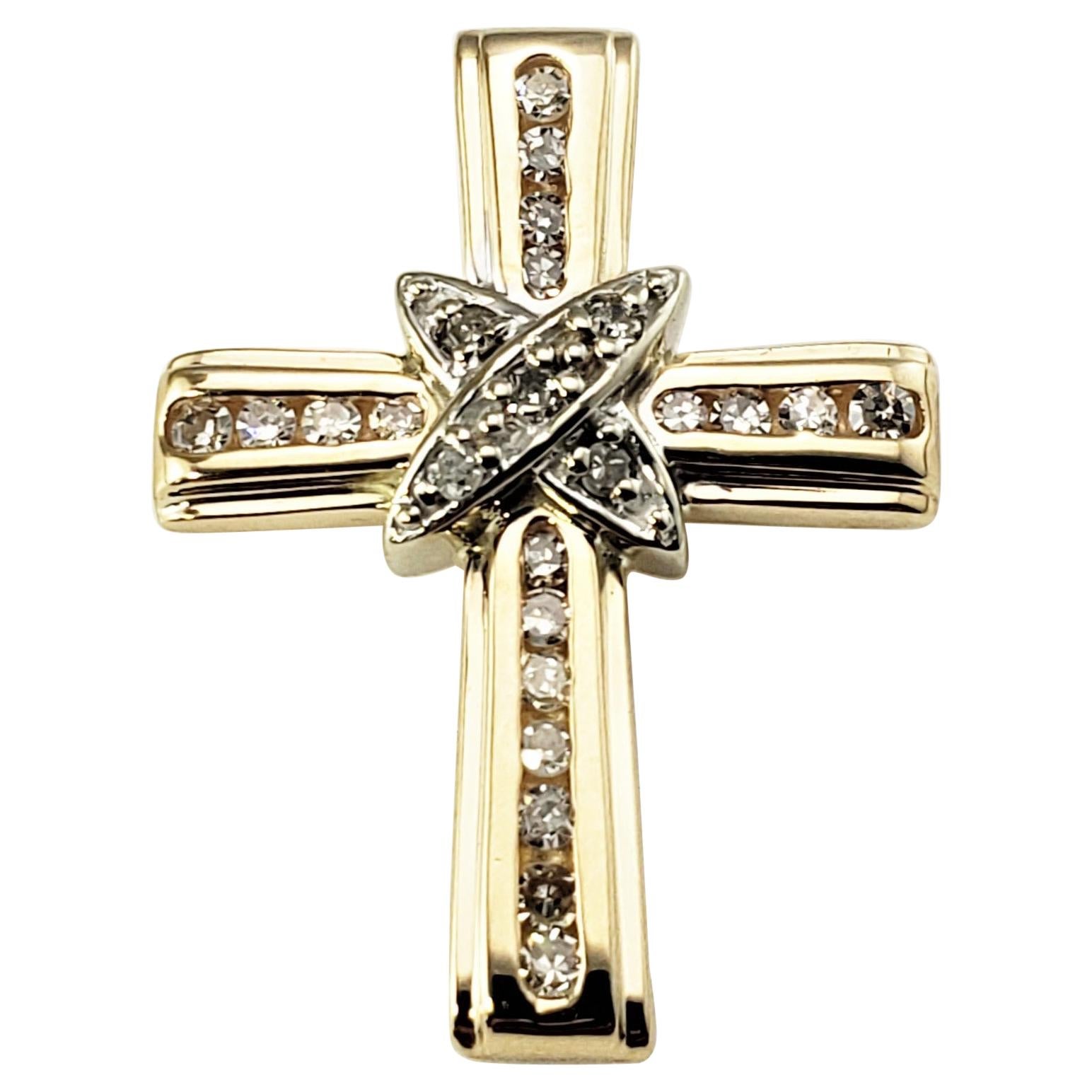 14 Karat Yellow Gold Diamond Cross Pendant at 1stDibs