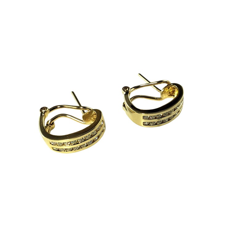 14 Karat Yellow Gold and Diamond Earrings For Sale at 1stDibs