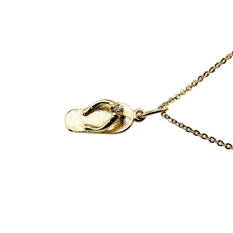 14 Karat Yellow Gold and Diamond Flip Flop Pendant Necklace For Sale at ...