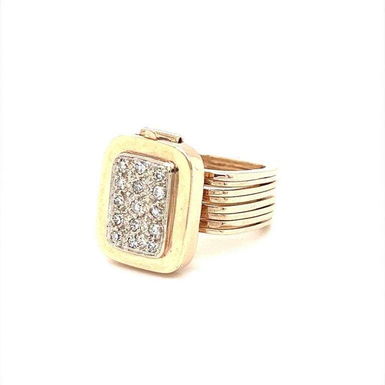 14 Karat Yellow Gold and Diamond Folding Convertible Ring Bracelet For ...