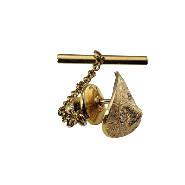 14 Karat Yellow Gold and Diamond Mask Tie Tack For Sale at 1stDibs