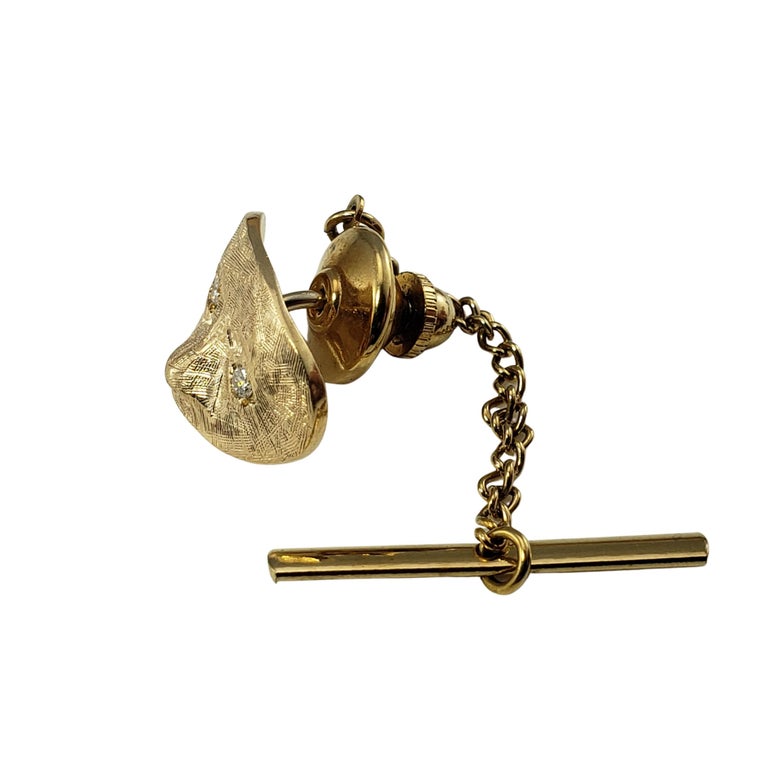 14 Karat Yellow Gold and Diamond Mask Tie Tack For Sale at 1stDibs