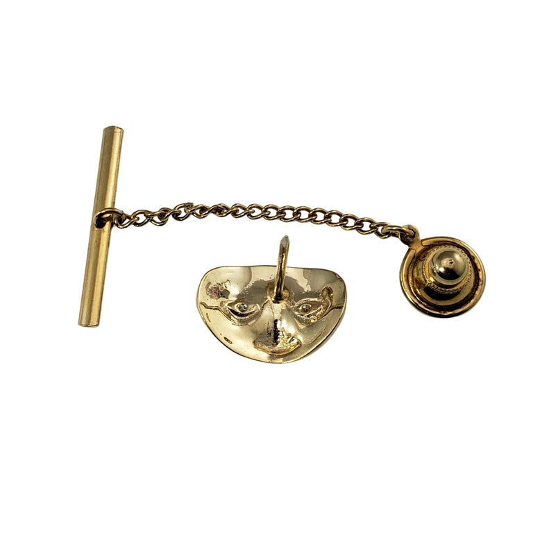 14 Karat Yellow Gold and Diamond Mask Tie Tack For Sale at 1stDibs