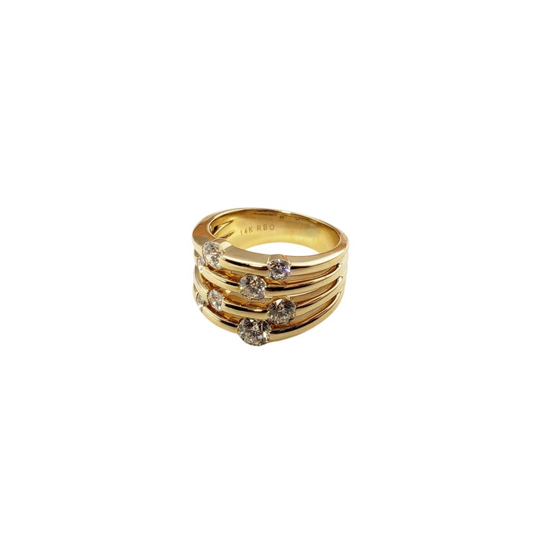 14 Karat Yellow Gold and Diamond Multi Band Ring For Sale at 1stDibs