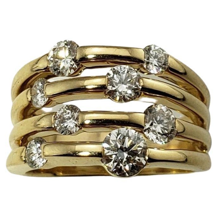 14 Karat Yellow Gold and Diamond Multi Band Ring For Sale at 1stDibs