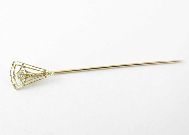 14 Karat Yellow Gold and Diamond Stick Pin at 1stDibs