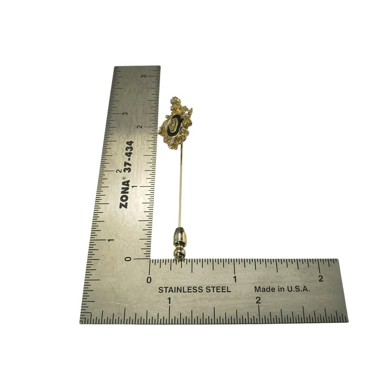 14 Karat Yellow Gold and Diamond Stick Pin For Sale at 1stDibs