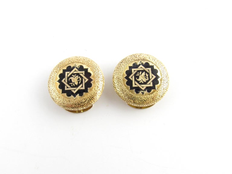 14 Karat Yellow Gold and Enamel Button Covers at 1stDibs