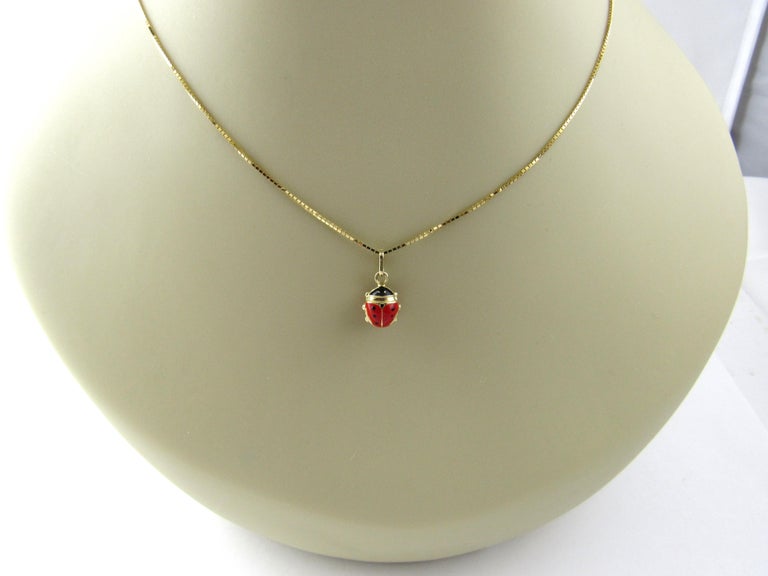 14 Karat Yellow Gold and Enamel Ladybug Charm at 1stDibs
