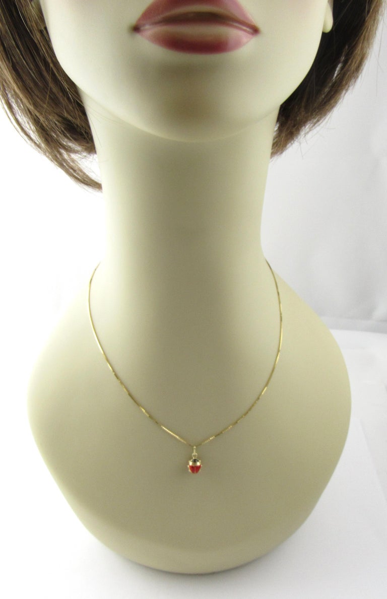 14 Karat Yellow Gold and Enamel Ladybug Charm at 1stDibs