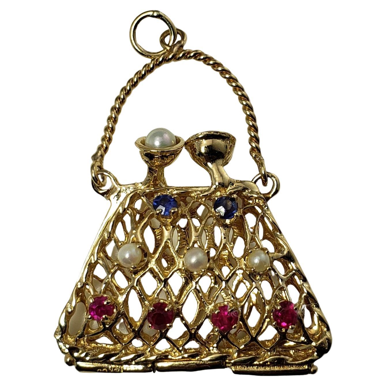 14 Karat White Gold and Diamond Handbag Charm For Sale at 1stDibs