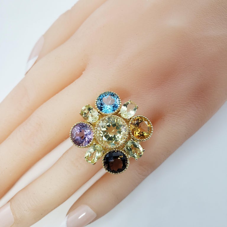 14 Karat Yellow Gold and Gemstone Ring For Sale at 1stDibs