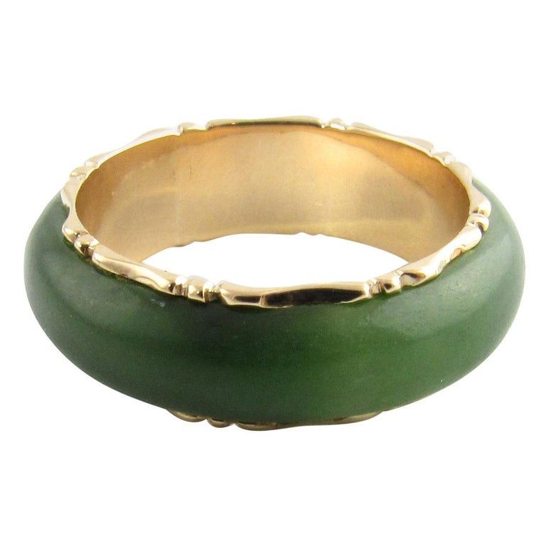 14 Karat Yellow Gold and Jade Ring at 1stdibs