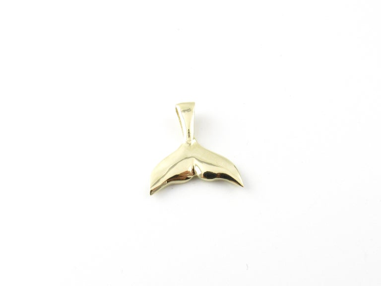 14 Karat Yellow Gold and Opal Whale Tail Pendant For Sale at 1stDibs