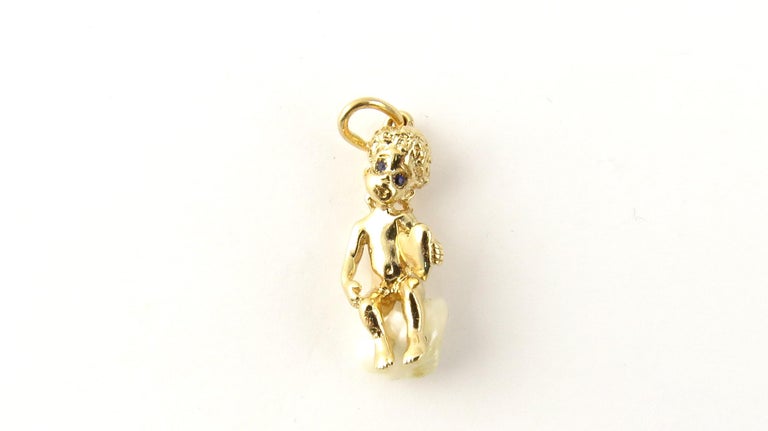 William Ruser 14 Karat Yellow Gold and Pearl Cherub Charm at 1stDibs