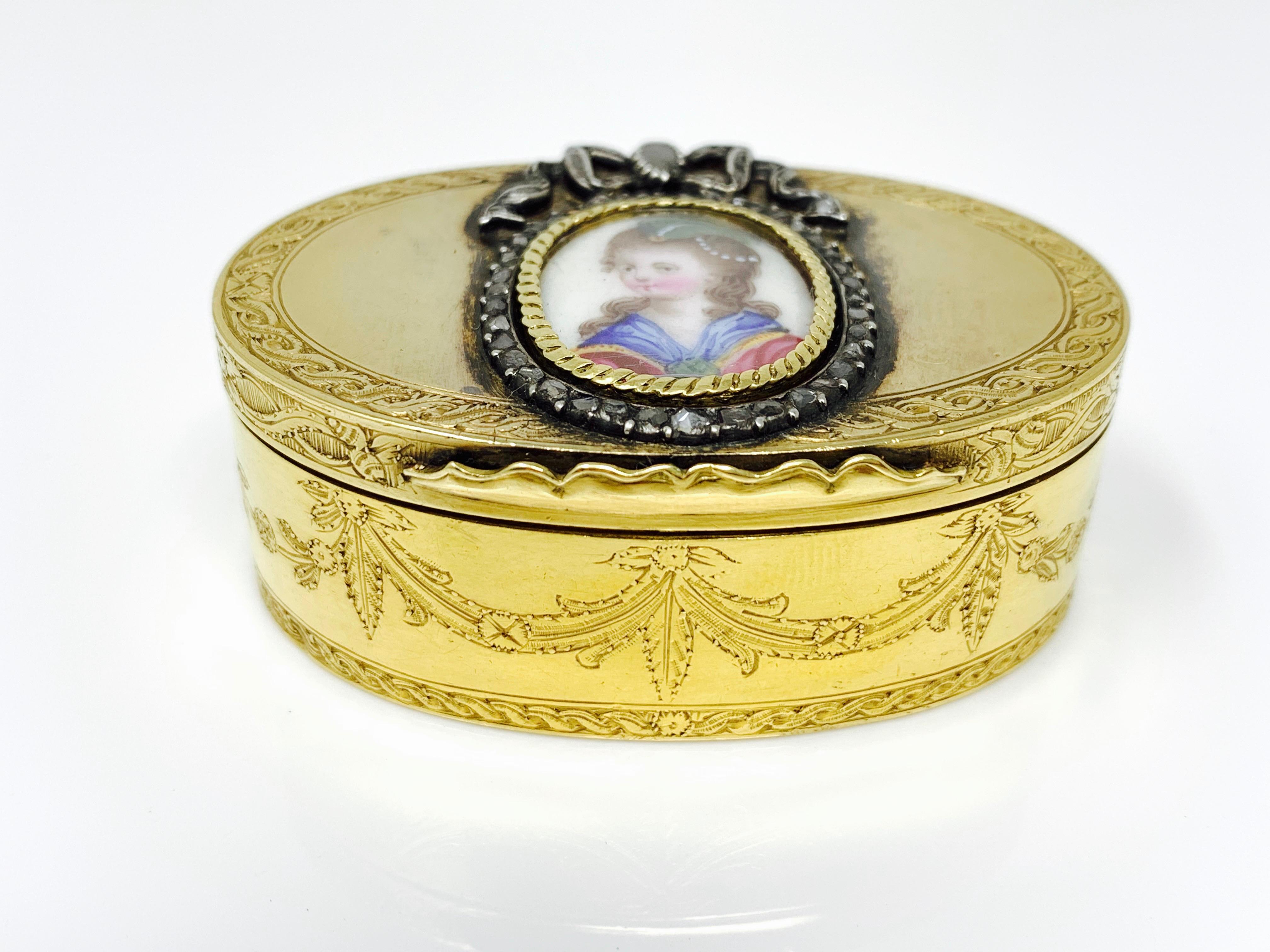 14 Karat Yellow Gold and Rose Cut Diamond Jewelry Box For Sale at ...