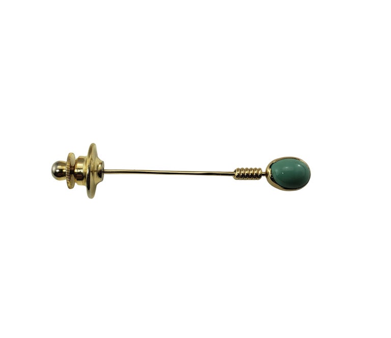 14 Karat Yellow Gold and Turquoise Stick Pin For Sale at 1stDibs