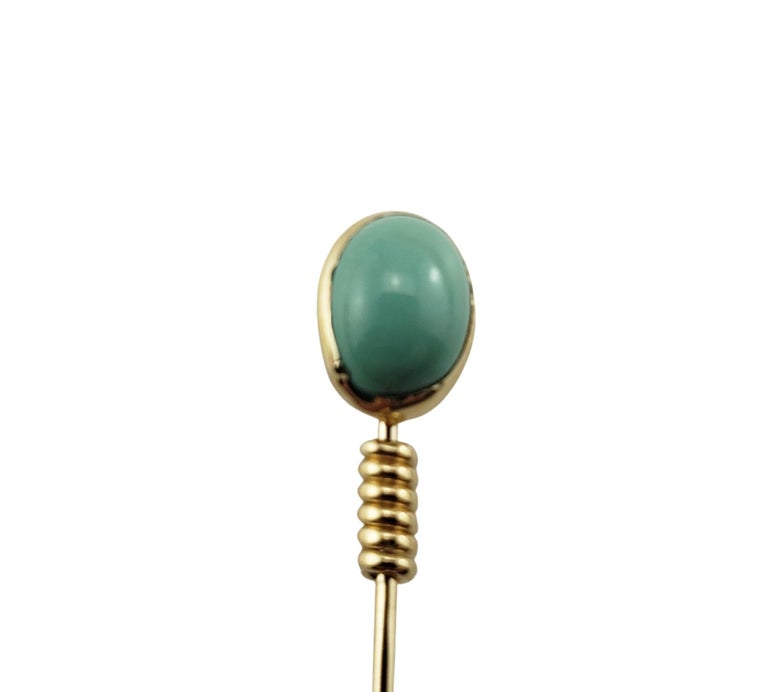 14 Karat Yellow Gold and Turquoise Stick Pin For Sale at 1stDibs