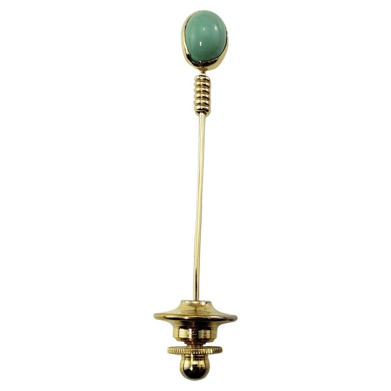 14 Karat Yellow Gold and Turquoise Stick Pin For Sale at 1stDibs
