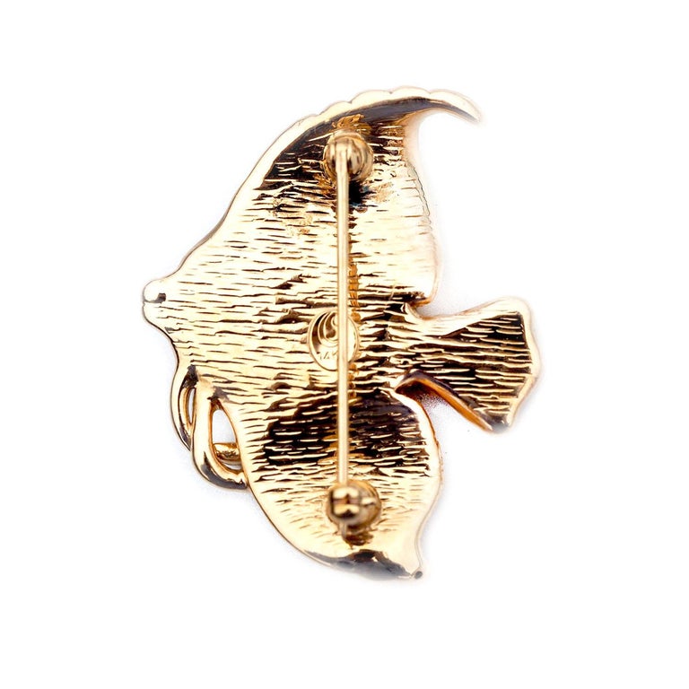 14 Karat Yellow Gold Angel Fish Pin at 1stDibs