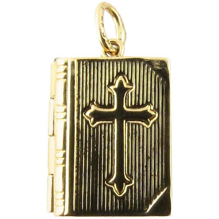 14 Karat Yellow Gold Articulated Bible Charm at 1stdibs