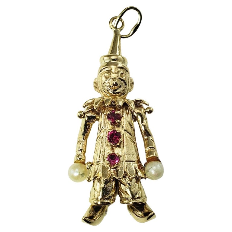 14 Karat Yellow Gold Articulated Clown Charm For Sale at 1stDibs