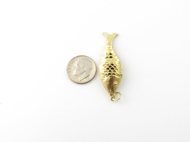 14 Karat Yellow Gold Articulated Fish Pendant at 1stDibs