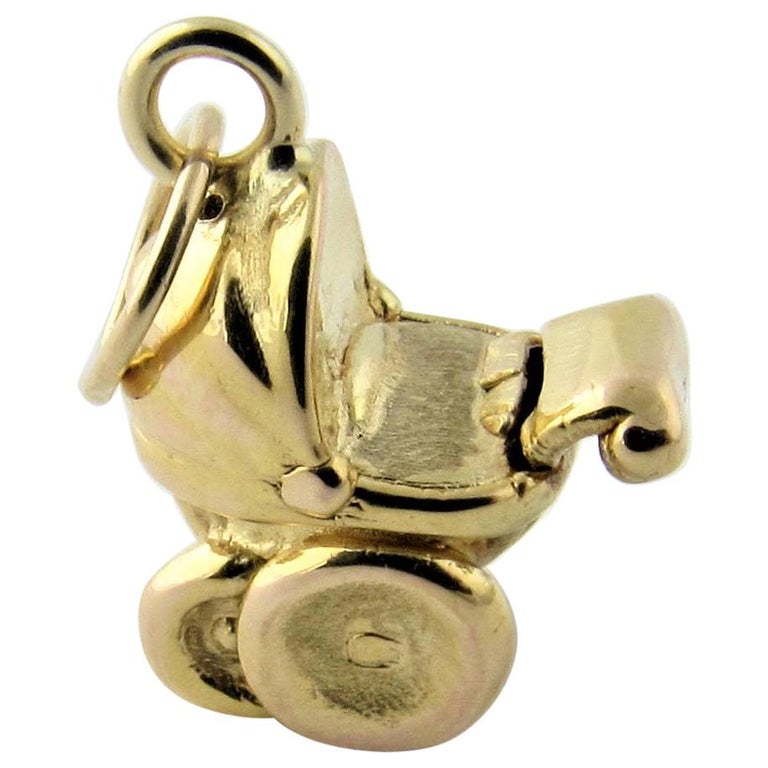 14 Karat Yellow Gold Baby Pram Charm at 1stDibs