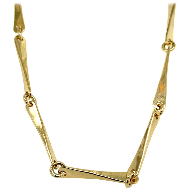 14 Karat Yellow Gold Bar Link Chain at 1stDibs