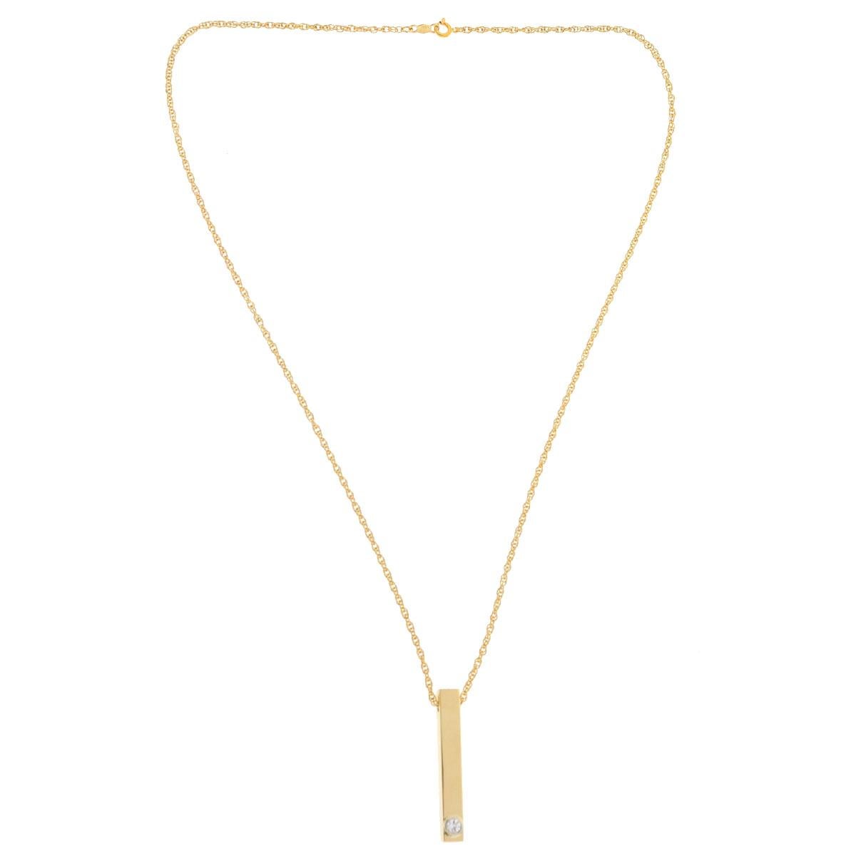 14 Karat Yellow Gold Yellow Diamond Pendant Box Chain Necklace .42 ...