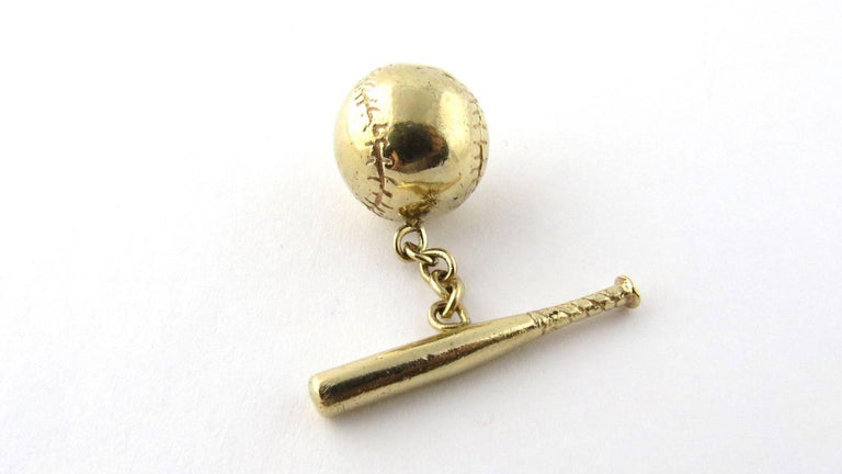 14 Karat Yellow Gold Baseball Bat and Ball Cufflinks at 1stDibs