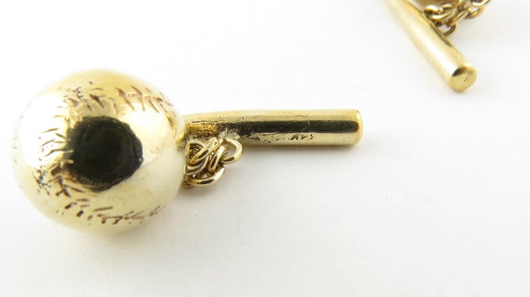 14 Karat Yellow Gold Baseball Bat and Ball Cufflinks at 1stDibs
