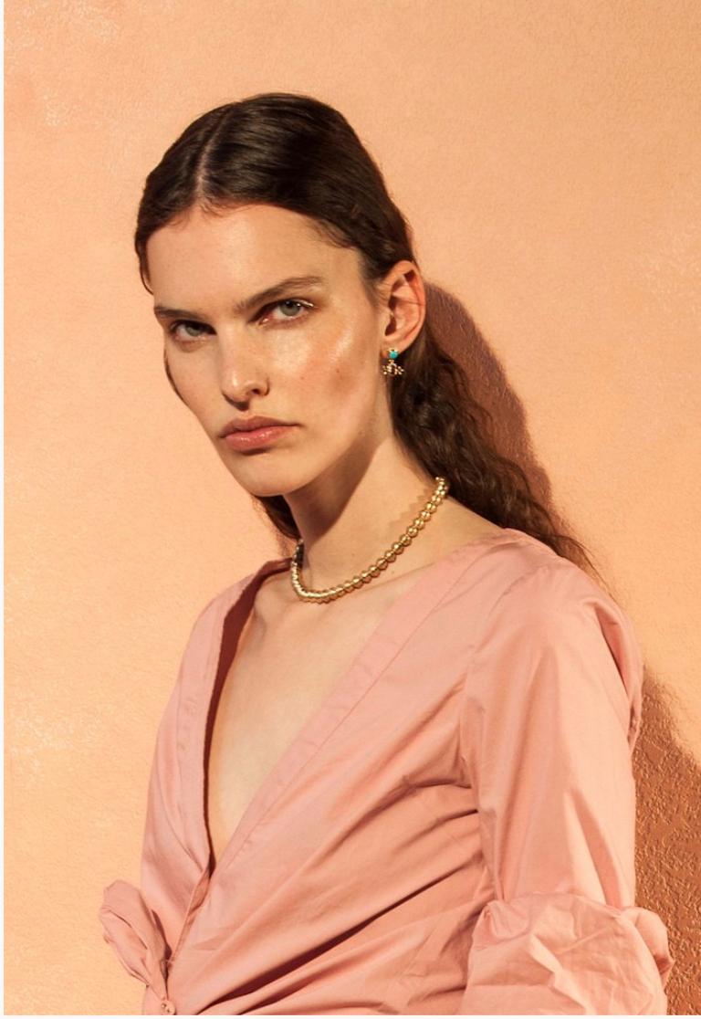 Marlo Laz 14 Karat Yellow Gold Bead Squash Blossom Southwestern Collar ...