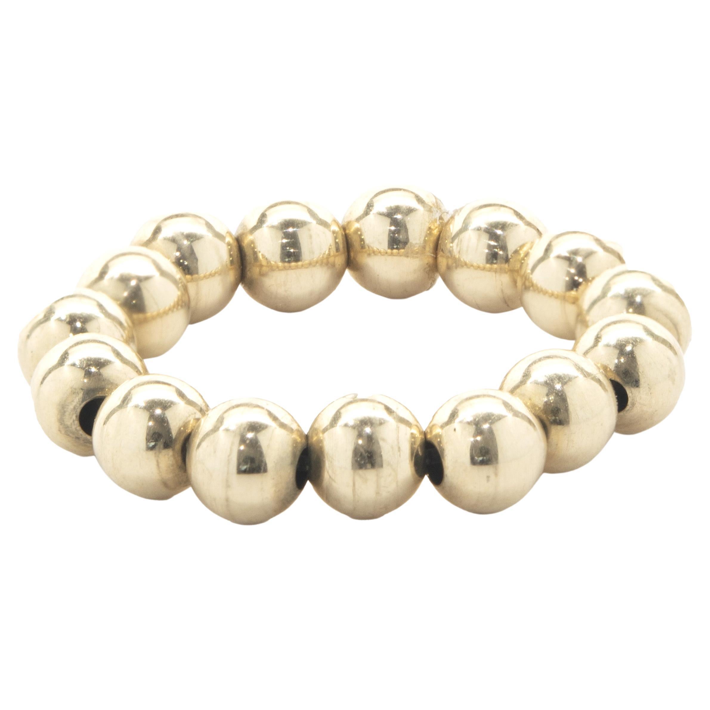 14 Karat Yellow Gold Beaded Flex Ring For Sale at 1stDibs